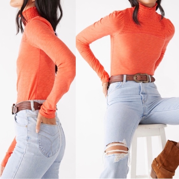 Free People | Tops | Free People Caroline Mock Neck Long Sleeve Top In ...